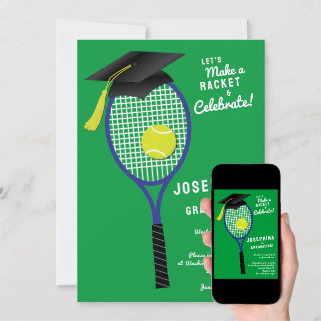 Tennis Racket Graduation Party Invitation | Zazzle