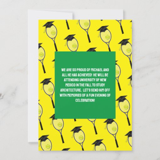 Tennis Racket Graduation Party Invitation | Zazzle