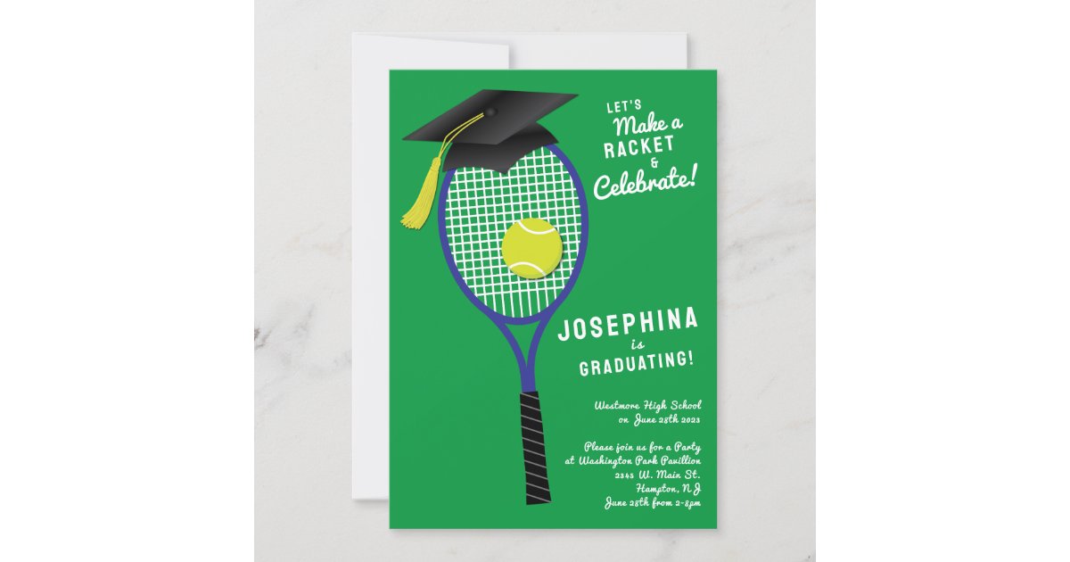 Tennis Racket Graduation Party Invitation | Zazzle