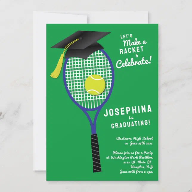 Tennis Racket Graduation Party Invitation | Zazzle