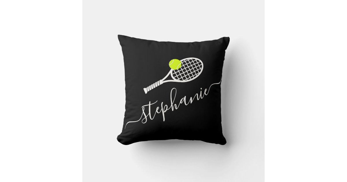 Tennis Racket Monogram Name Throw Pillow | Zazzle