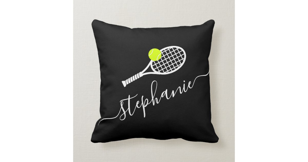Tennis Racket Monogram Name Throw Pillow | Zazzle.com