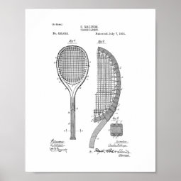 Tennis Racket Patent Poster | Zazzle