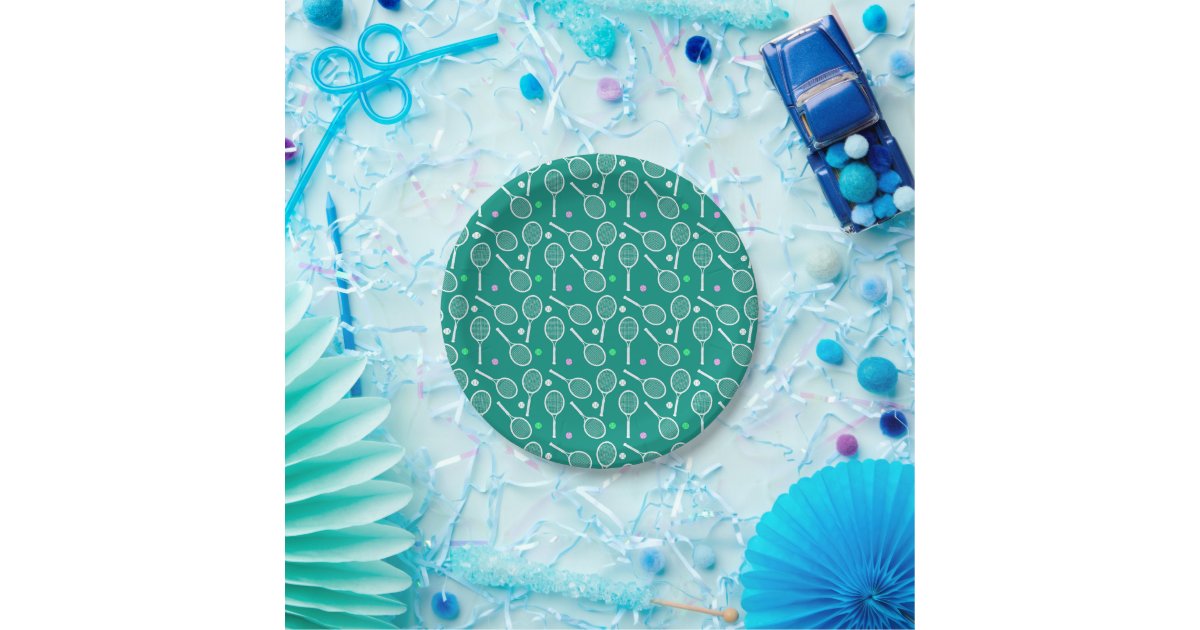 Tennis Racket Pattern Paper Plates | Zazzle
