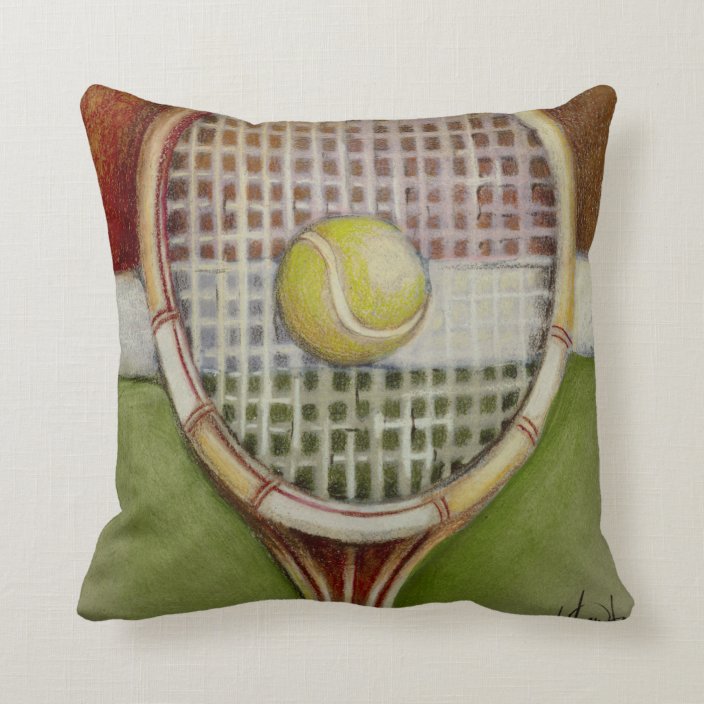 Tennis Racket with Ball Laying on Court Throw Pillow | Zazzle.com