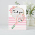Tennis Racket with flower for Woman Player Thank You Card | Zazzle