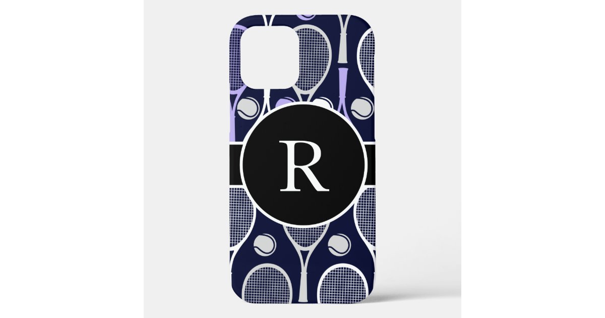 Tennis Rackets & Balls Team Name Monogram Purple Case-Mate iPhone Case ...