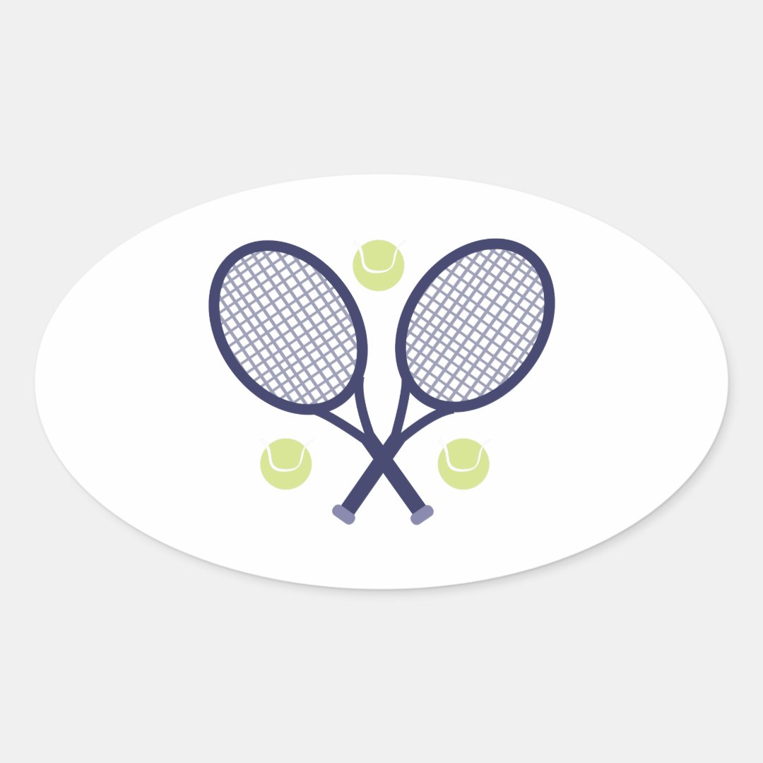 Tennis Rackets Oval Sticker | Zazzle
