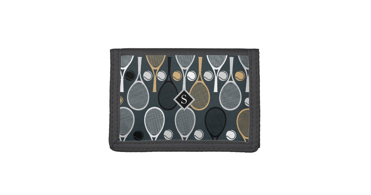 Tennis Rackets Personalized Monogrammed Sport Name Trifold Wallet | Zazzle