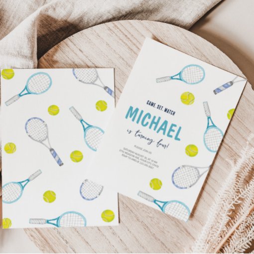Tennis Sport Theme Birthday Invitation | Zazzle