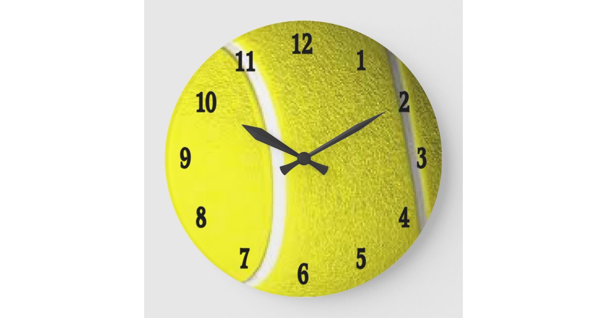 Tennis Sport Wall Clock w Black Numbers | Zazzle