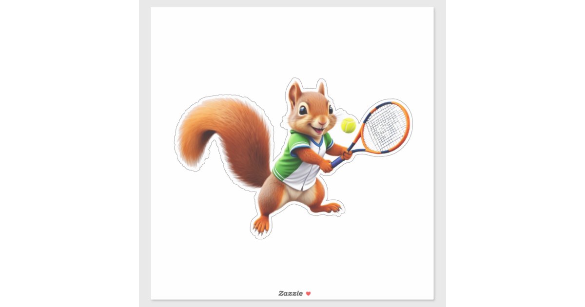 Tennis Squirrel Sticker | Zazzle