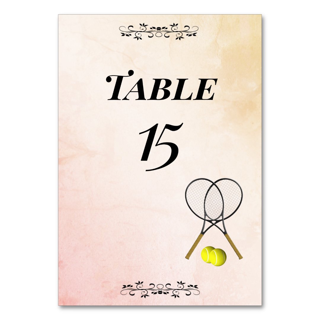 Tennis Table Number Place Cards | Zazzle