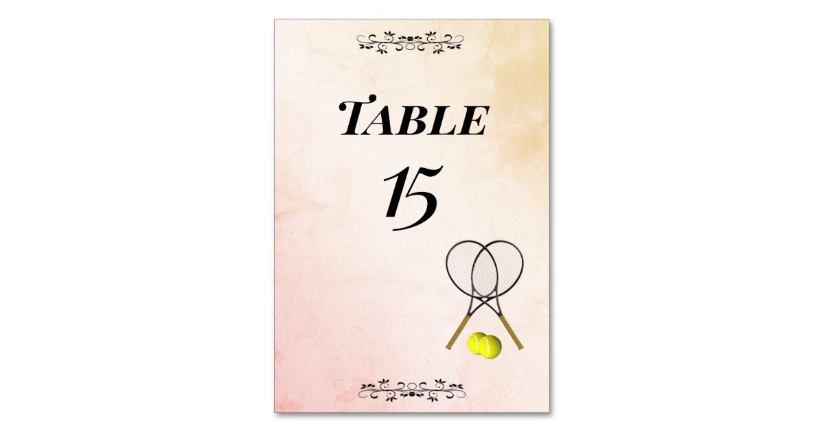 Tennis Table Number Place Cards | Zazzle