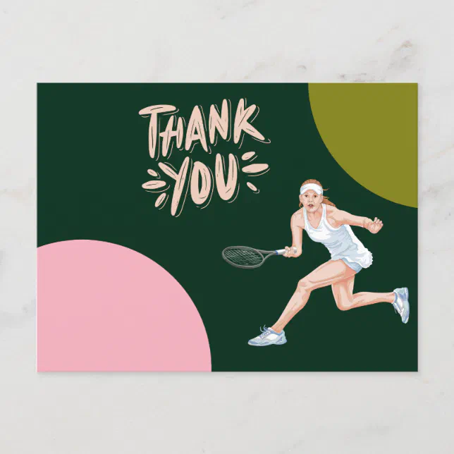 Tennis thank you card for player | Zazzle