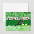 Tennis Thank you card with ball and racket | Zazzle