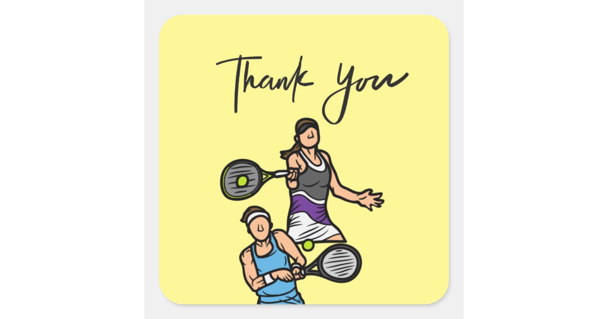 Tennis Thank you Square Sticker | Zazzle