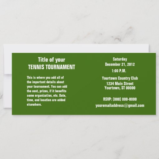 TENNIS Tournament or Tennis Match Invitations | Zazzle