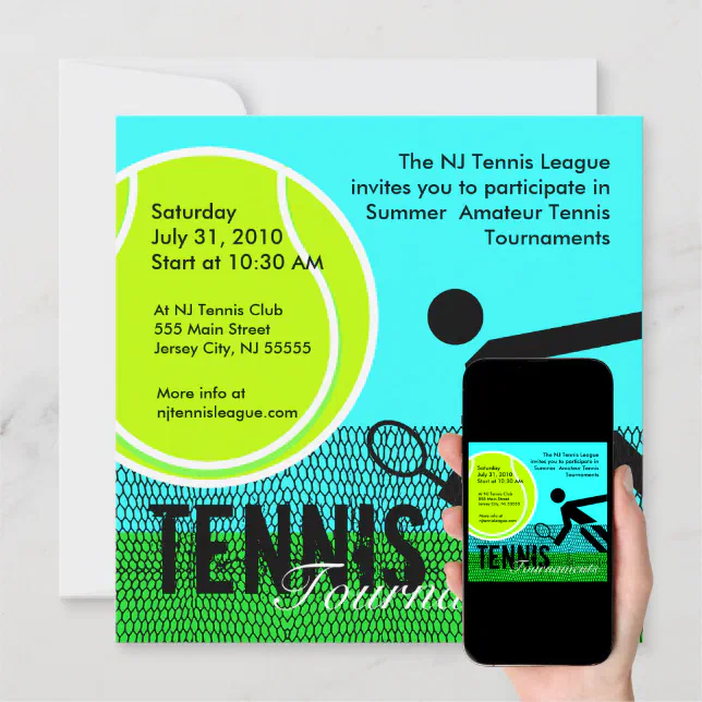 Tennis Tournaments Invitation 1 | Zazzle