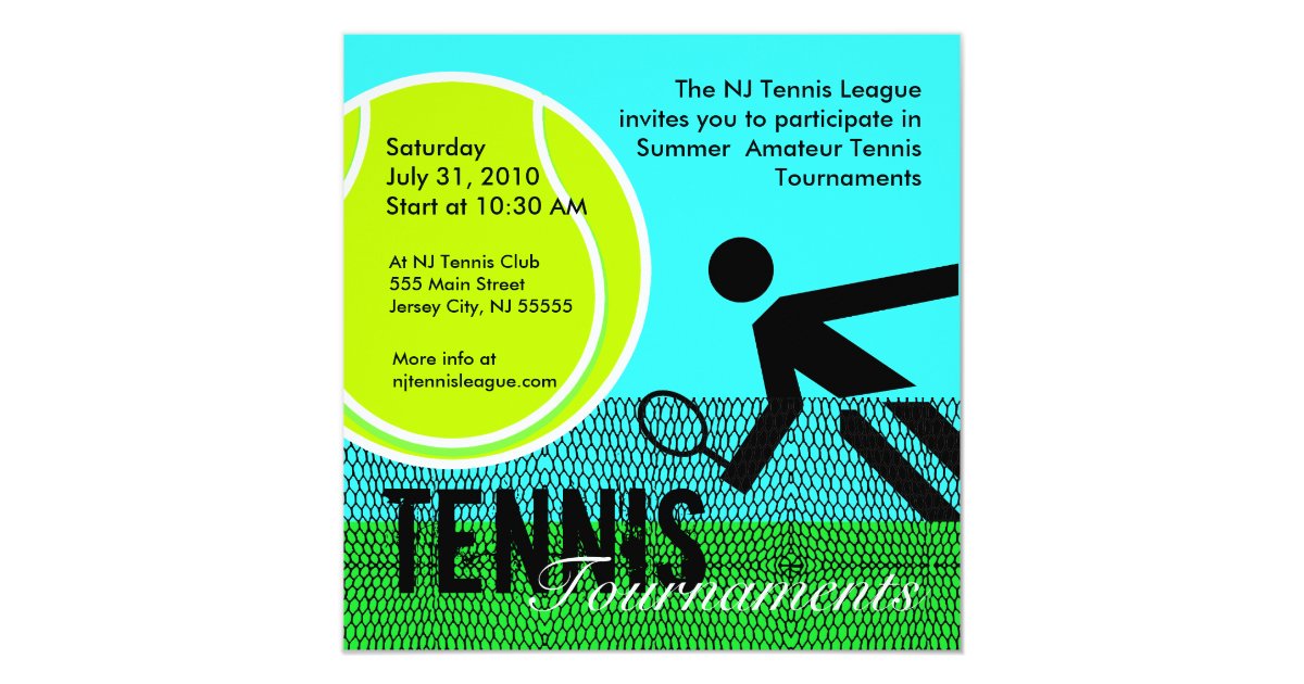 Tennis Tournaments Invitation 1 | Zazzle.com