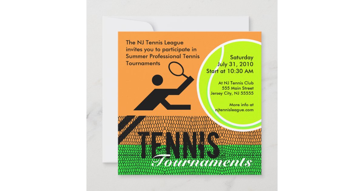 Tennis Tournaments Invitation 2 | Zazzle