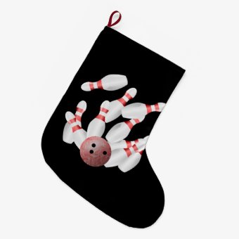 Tenpin bowling Strike Large Christmas Stocking | Zazzle