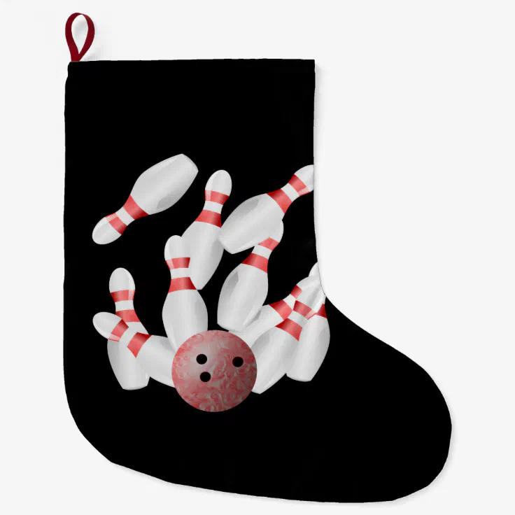 Tenpin bowling Strike Large Christmas Stocking | Zazzle