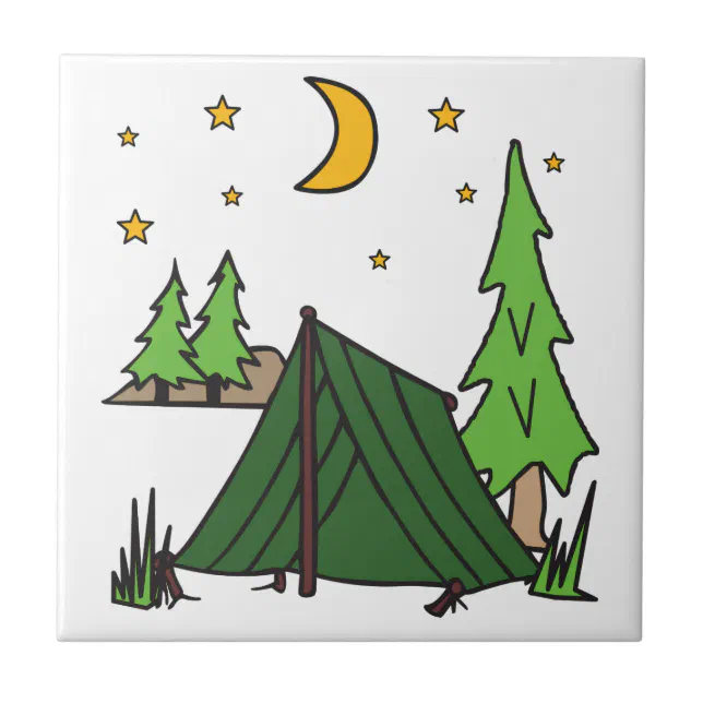 Tent Camping Ceramic Tile | Zazzle