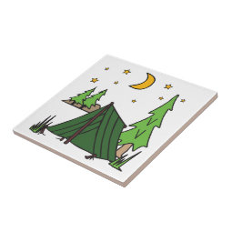 Tent Camping Ceramic Tile | Zazzle