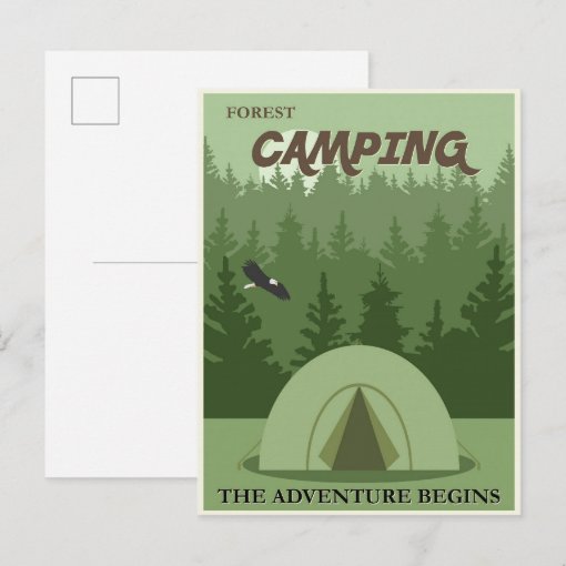 Tent Camping Vintage Travel Poster Postcard | Zazzle