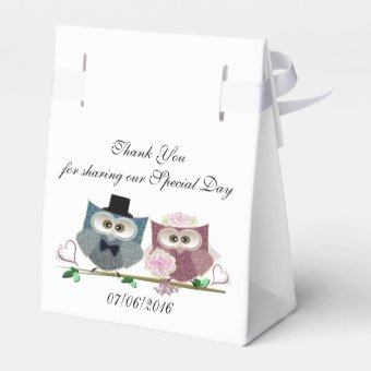Tent Favor Box with Wedding Owls Art | Zazzle