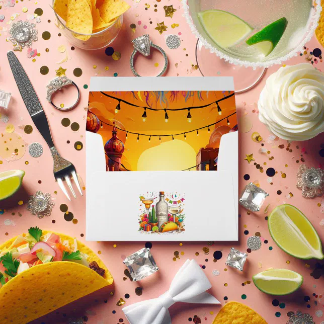 Tequila and Tacos Mexican Fiesta Wedding Design Envelope | Zazzle