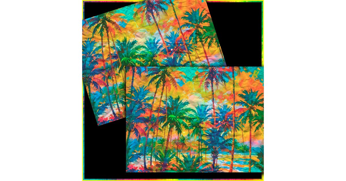 [Tequila Sunrise] Colorful Tropical Palms Beach Tissue Paper | Zazzle