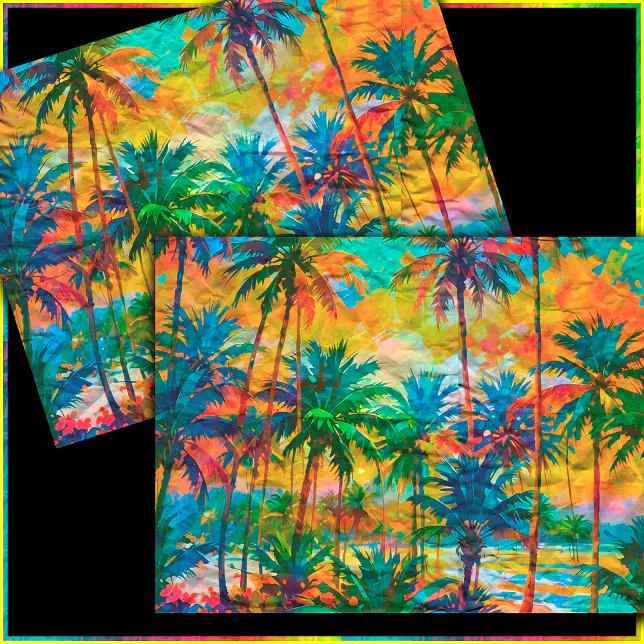 [Tequila Sunrise] Colorful Tropical Palms Beach Tissue Paper | Zazzle