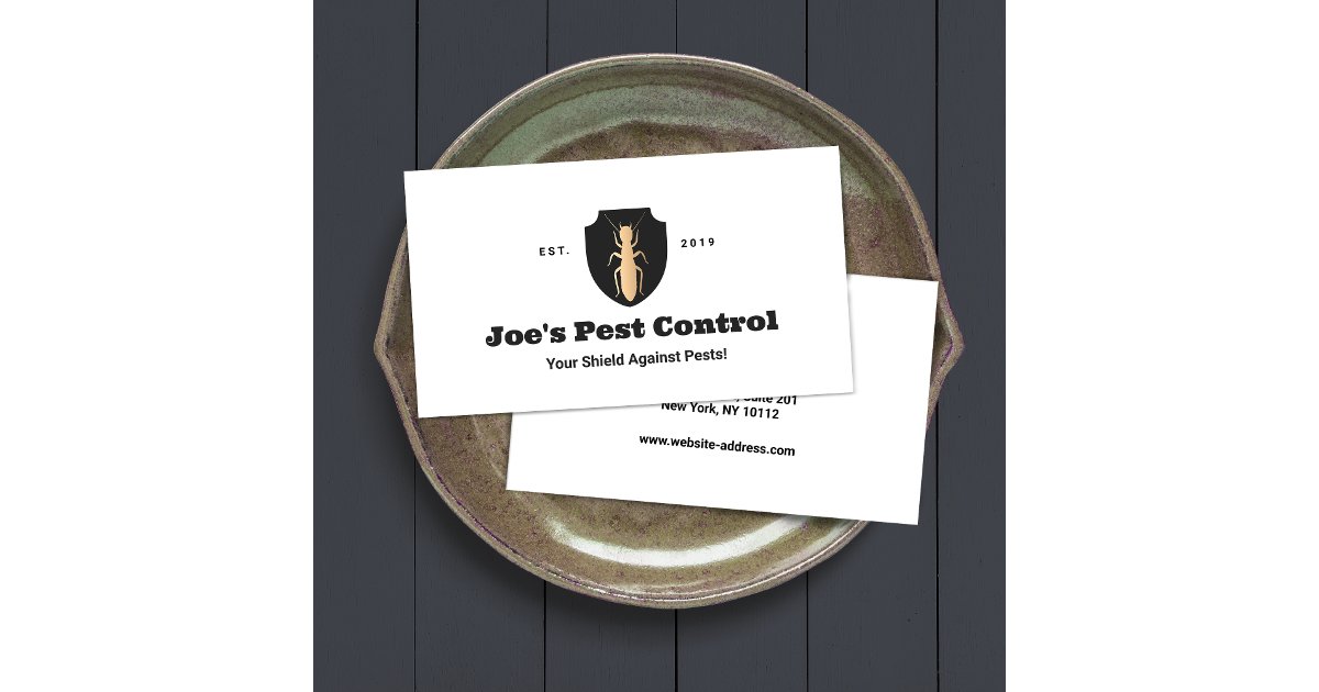 Termite Pest Control Shield Logo Business Card | Zazzle