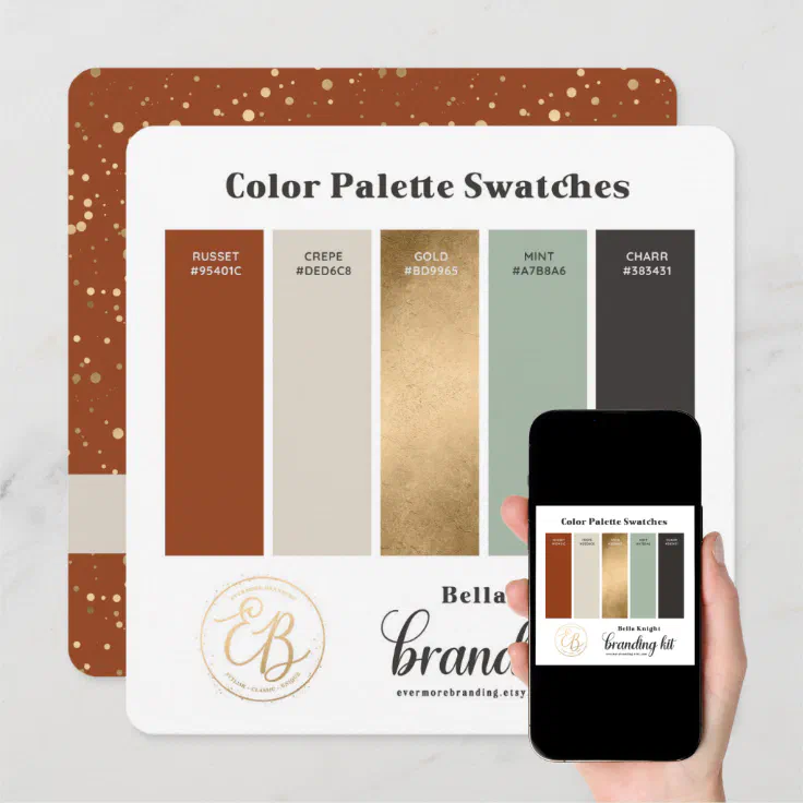 Terra Cotta Beige & Gold Color Palette Swatch Card | Zazzle