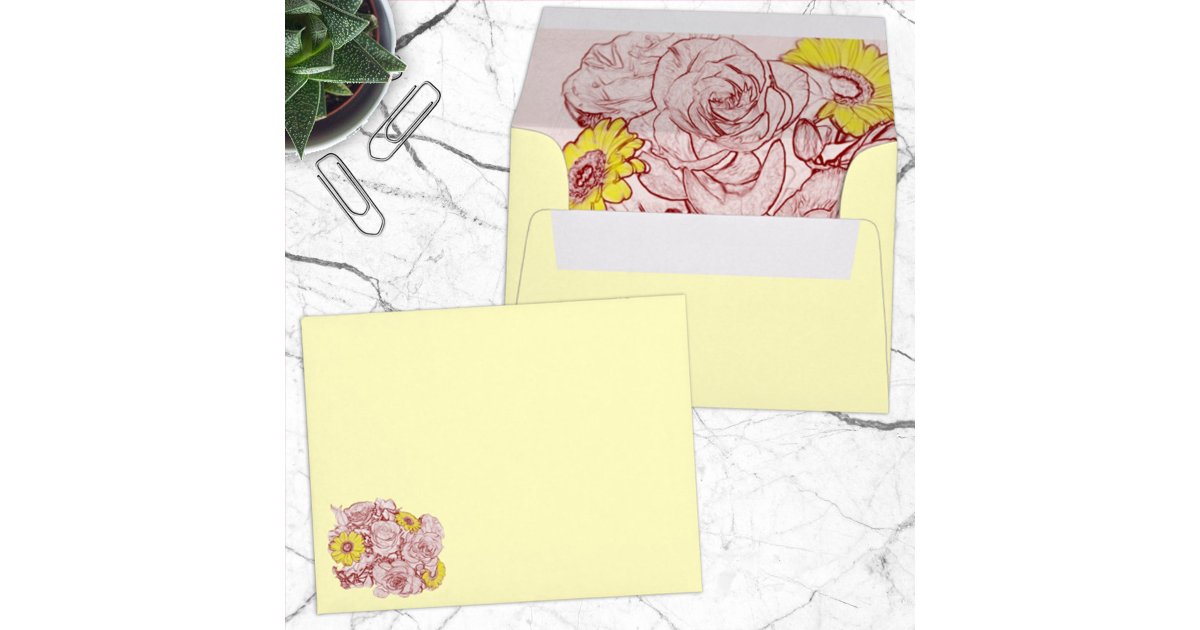 Terra Cotta Edged Rose Yellow Daisy Bouquet Envelope | Zazzle