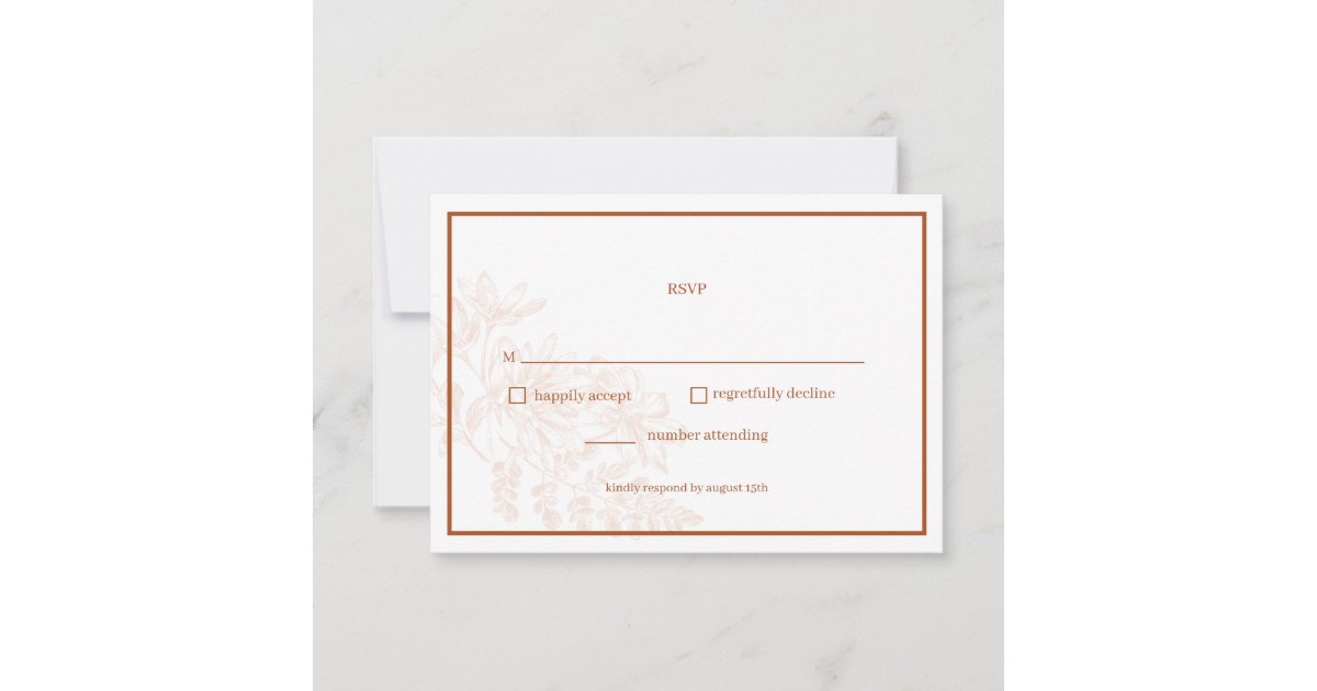 Terra Cotta Floral Simple Wedding RSVP Card | Zazzle