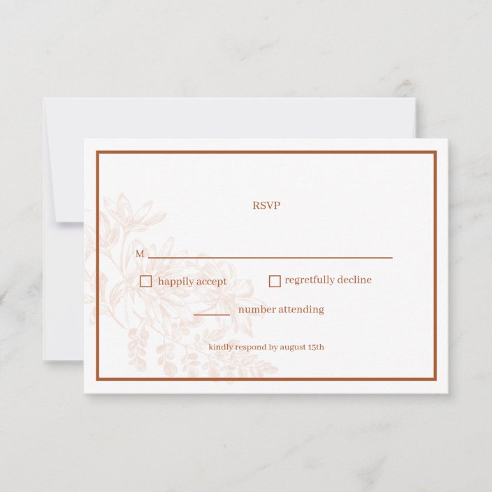 Terra Cotta Floral Simple Wedding RSVP Card | Zazzle.com