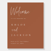 Terra Cotta Welcome Sign Minimal Wedding Greeting | Zazzle