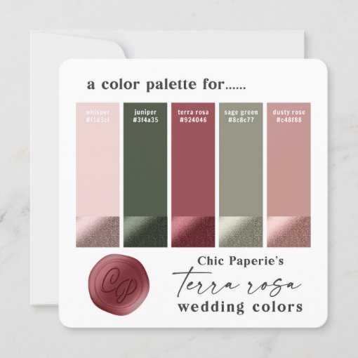 Terra Rosa Pink Summer Wedding Color Palette Card | Zazzle