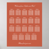 Terracotta 19 Table Wedding Seating Chart Poster | Zazzle