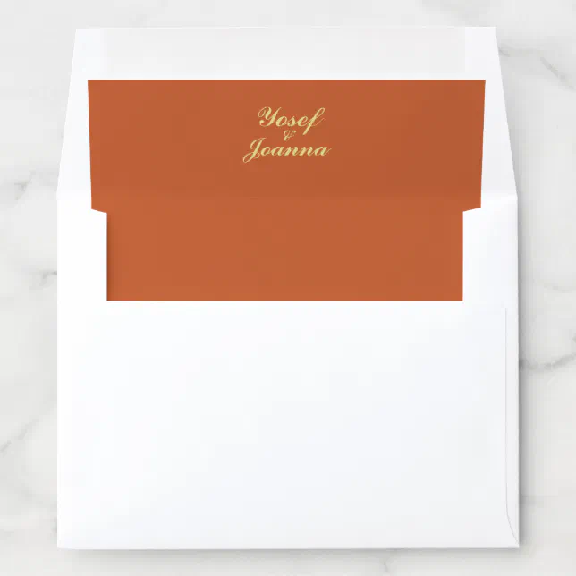 Terracotta and Gold Wedding Couple Envelope Liner | Zazzle