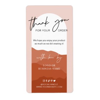 Terracotta Arch Minimal Logo Thank You Box Seal Label | Zazzle