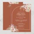 Terracotta Arch Pampas Grass First Holy Communion Invitation | Zazzle