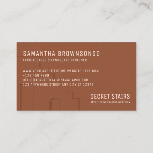 Terracotta Blush Architect Stairs Door Window Business Card | Zazzle