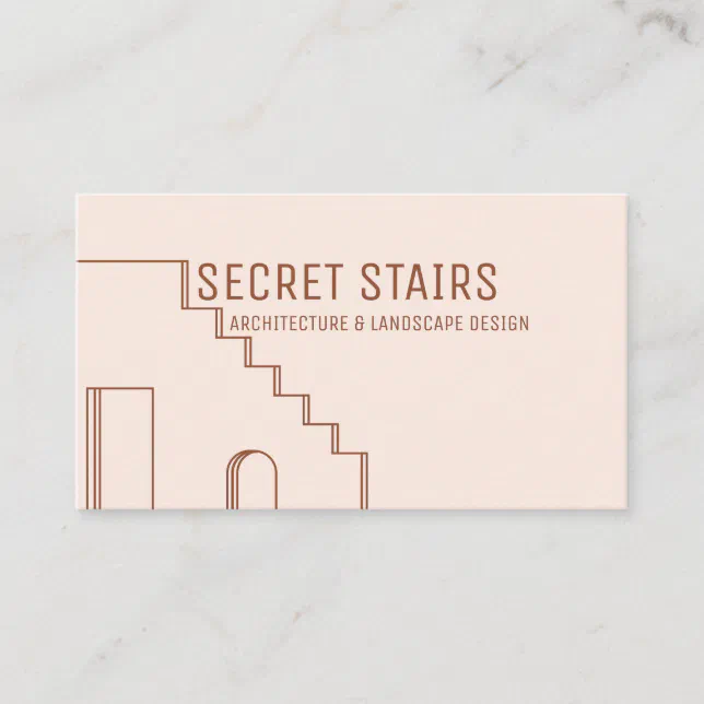 Terracotta Blush Architect Stairs Door Window Business Card | Zazzle