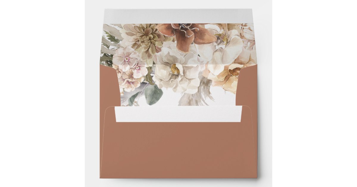 Terracotta Boho Floral Wedding Invitation Envelope | Zazzle