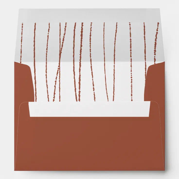 Terracotta Boho Modern Lines Burnt Orange Wedding Envelope | Zazzle