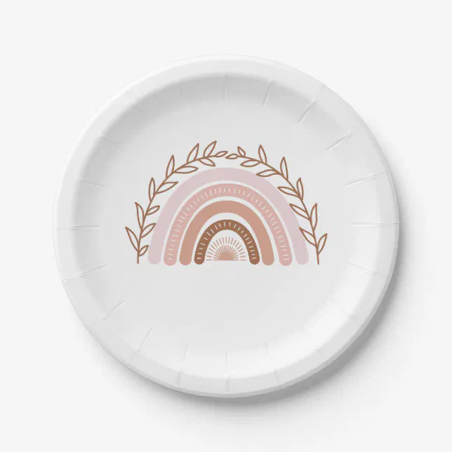 Terracotta Boho Rainbow Paper Plates | Zazzle